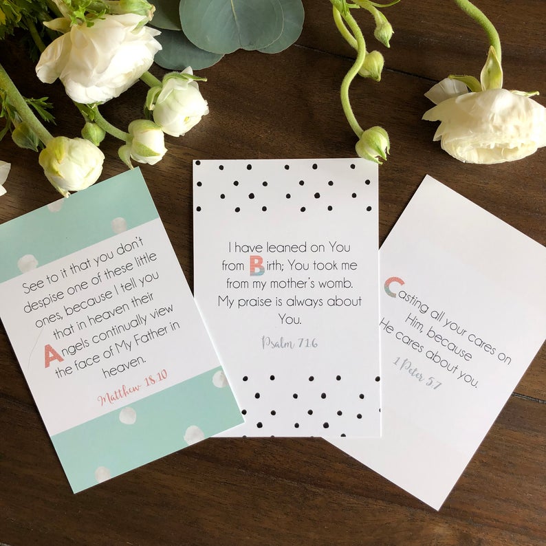 ABC Bible Verses for New Baby Girl - Scripture Cards – Buhbay
